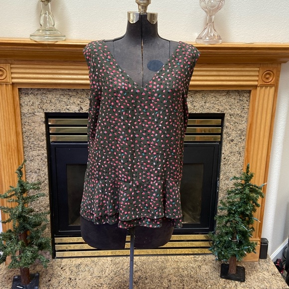 Zac & Rachel | Tops | Zac Rachel Olive Green With Pink And Blue Print ...